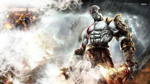 Kratos standing in the rain Athah Fine Quality Poster Paper Print ...