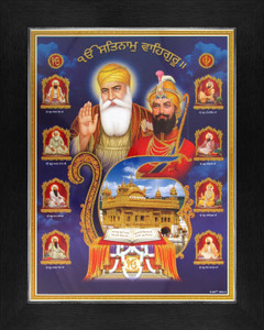 Guru Nanak and Gobind Singh with All Sikh Gurus Poster Paper Print ...
