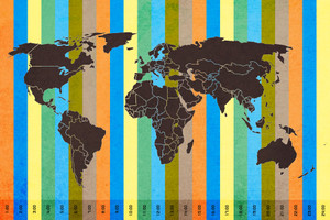 World Map with Color Time Zone Paper Print - Maps posters in India ...