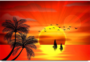 The Sunny Red Landscape Art & Painting Paper Print - Nature posters in ...