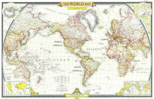 Reproduction of a poster presenting - World Map (1951) Paper Print ...