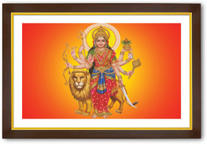 Gold Outlined Wood Framed Maa Durga Fine Art Print - Religious posters ...