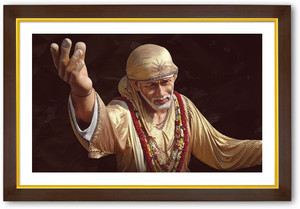 Gold Outlined Wood Framed Sai Nath Fine Art Print - Religious posters ...