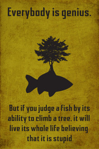Everybody is Genius - Albert Einstein Paper Print - Quotes & Motivation ...