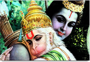 Lord Rama & Lord Hanuman Design Laminated Poster Paper Print - Rangeele ...