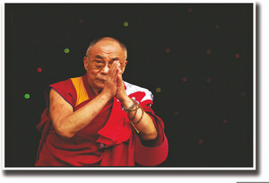 Posterhouzz Dalai lama in red Fine Art Print - Religious posters in ...