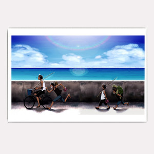 Hawtskin One Piece Anime Luffy Running Funny 18X12 Inch Ready To Stick ...