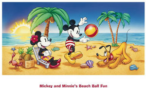Mickey and Minnie's Beach Ball Fun Fine Art Print - Disney posters ...