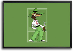Green Fox Smoking Character Laminated Framed Paper Print - Art ...