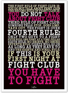 Motovation Fight Club Rules Wall Glass Framed Paper Print - Quotes ...