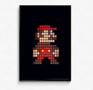 Mario Bit Art Paper Print - Gaming, Minimal Art, Children posters in ...