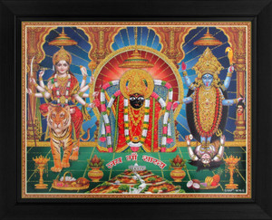 Ambaji / Ambe Mata with Mahakali Poster Paper Print - Art & Paintings ...