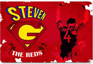 Steven Gerrard The Red Football Player Paper Print - Sports posters in ...