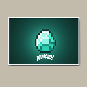 Minecraft Diamond Wall Hang Fine Art Print - Abstract posters in India ...