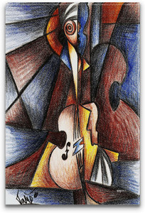 Cello Cubism Painting Canvas Art - Abstract, Music posters in India ...