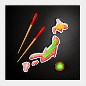 Food Maps - Japan Square Art Prints | Artist : Ashley Abraham ...