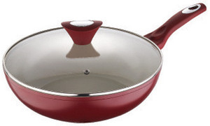 BERGNER Ceramic Coated with Glass Lid Kadhai 24 cm diameter with Lid 3 ...