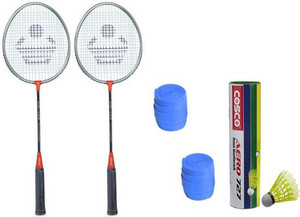 COSCO CB-120 Badminton Kit- ( 2 Racket, 2 Grip, Aero 727 Nylon Shuttle ...