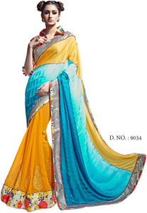 Buy Meenakshi Saree Centre Embroidered Bollywood Georgette Multicolor ...