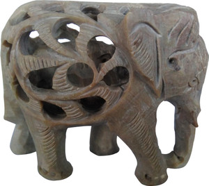 SwadesiBuyzzar Soft Stone Elephant with Undercut Work Decorative ...