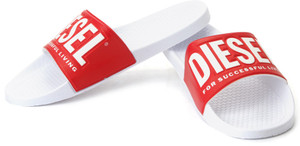 DIESEL Men Icon Freestyle Slippers - Buy White, Red Color DIESEL Men ...