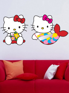 WALLMANTRA 150 cm Hello Kitty mermaid Cartoon Wall Decal Self Adhesive ...