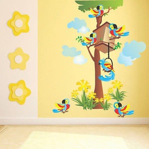 DeStudio 105 cm Parrots With Hut (Wall Covering Area : 105cm X 130cm ...