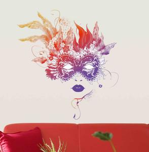 Aquire 65 cm Fancy Girl with Mask PVC Vinyl Art Self Adhesive Sticker ...