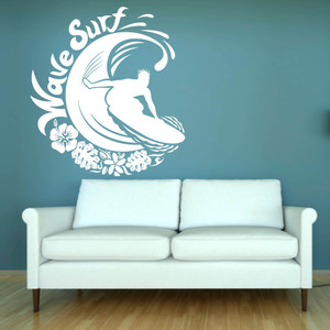 Decor Villa 30 cm Decor villa Wave surf Wall Decal & Sticker White ...