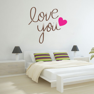 Impression Wall 60 cm Love You text Wall Sticker Self Adhesive Sticker ...