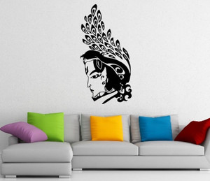 rednwine 60 cm Krishna Face Art- Black Self Adhesive Sticker Price in ...