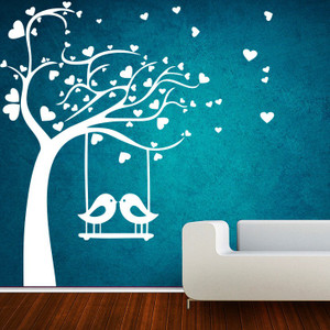 Creatick Studio 50.8 cm Birds Swings on Tree Wall Decal Self Adhesive ...
