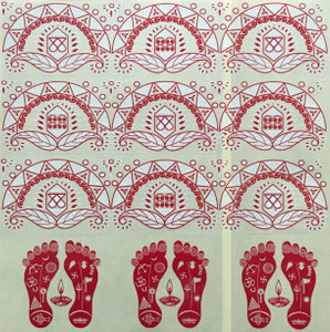 Suman Creations 27.94 cm Dehleez Rangoli leaf design with 3 Paglya in ...