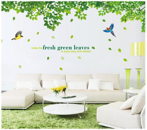 Oren Empower 90 cm (Double Sheet) Extra Large Fresh Green Leaves Wall ...