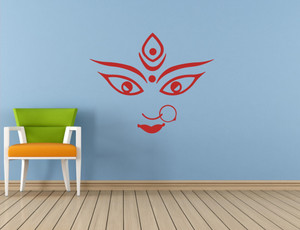 WALL GURU 47.59 cm Maa Durga Red Wall Sticker Self Adhesive Sticker ...