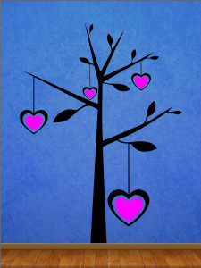 Eight2Ten 60 cm Heart Tree Pink Self Adhesive Sticker Price in India ...