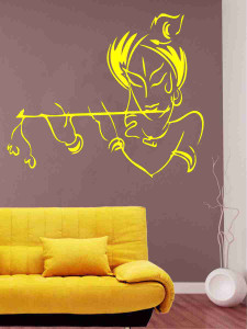 Eight2Ten 45 cm Bansuri Krishna Yellow Self Adhesive Sticker Price in ...