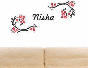 Aquire 60 cm Nisha Personalized Name Floral Wall Stickers Self Adhesive ...