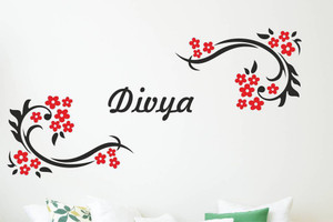 Aquire 60 cm Divya Personalized Name Floral Wall Stickers Self Adhesive ...