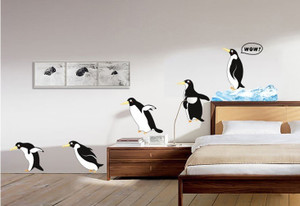 Aquire 220 cm Kids Room Jumping Penguins Removable 1936 Self Adhesive ...