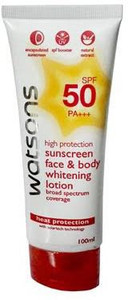 Watsons Sunscreen - SPF 50 PA+++ High Protection Sunscreen Face & Body ...