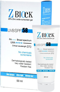 Z-Block Sunscreen - SPF 58 PA+ SPF50+ PA+++ 25%with Zinc Oxide ...