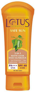 LOTUS Sunscreen - SPF 40 PA+++ 3-in-1 Matte Look Daily Sunblock ((50g ...