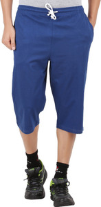 CHECKERSBAY Solid Men Three Fourths - Buy Royal Blue CHECKERSBAY Solid ...