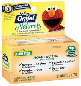 Orajel Baby Naturals 125 Tablets For Teething Pain Relief (Homeopathic ...