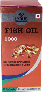 LYRUS Fish Oil 1000 mg (Double Strength) with 600 mg Omega 3 (330mg EPA ...