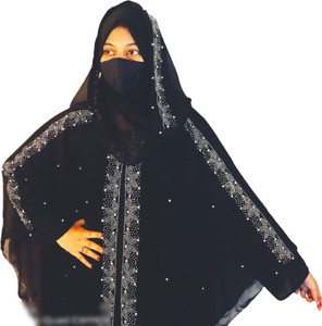 MM COLLECTION Polyester Self Design Burqa With Hijab Price in India ...
