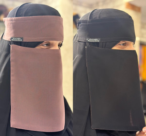 Glamorl 2 in 1 Black With Pink Color Short Hijab Nose Piece For Muslim ...