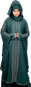 DCSTORE1 Cotton Blend, Polyester Self Design, Solid, Houndstooth Abaya ...