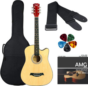 AMG Music 38 Inch Acoustic Guitar High Quality Glossy Finish with ...